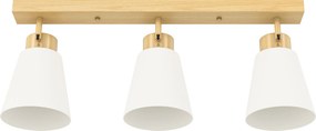 Stropní svítidlo LED 40W stropní svítidlo s dvojitou montáží a 90° nastavitelnou hlavou se 3 paticemi E27 přírodní dřevo