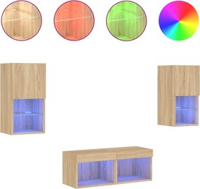 4dílná obývací stěna s LED osvětlením dub sonoma 3216571