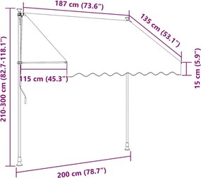 vidaXL Marketos Ručně zatahovací markýza s LED světlem 200 cm oranžovo-hnědá