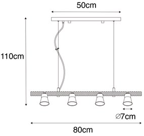 Rustikální závěsné svítidlo černé se dřevem 8-světlo - Jelle