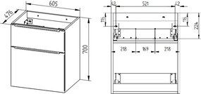 Mereo Mereo, Mailo, koupelnová skříňka 61 cm, bílá, dub, antracit, CN530S