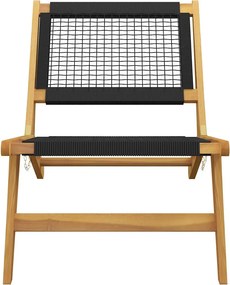 Zahradní židle s podnožkou masivní teakové dřevo a polyester 319155
