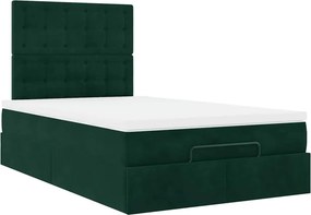 Osmanský rám postele s matracemi tmavě zelená 120x200cm samet 3313610