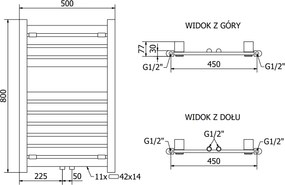 Mexen Uran, elektrické topné těleso 800x500 mm + topná tyč 600 W, bílá, W105-0800-500-2600-20