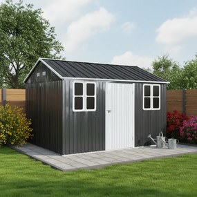 Plechový zahradní domek na nářadí, antracitová, 3,6x3,1x2,5 m, GABKO