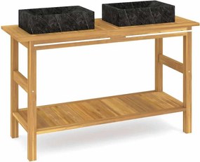 Koupelnová skříňka s umyvadly z černého mramoru masivní teak 3096577
