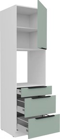 ARIA sb | vysoká skříňka 60 DPS-210 3S1F na vestavnou troubu | PREMIUM BOX | 60 cm | ANTI FINGERPRINT povrch | bílá/aquamarine