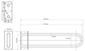 Sapho, Podpěrné madlo tvar U 813mm, černá, XH540B
