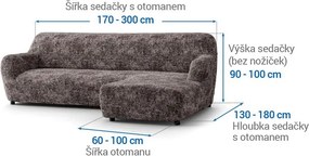 Bielastické potahy MARMO hnědé sedačka s otomanem vpravo (š. 170 -300 cm)