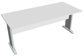 Stůl jednací rovný 180 cm - Hobis Cross CJ 1800 Dekor stolové desky: bílá, Dekor lamino podnože: bílá, Barva nohou: Stříbrná