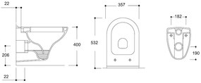 Olsen Spa Závěsné WC COMPACT WC sedátko - Bez sedátka OLKGKO04DAK00