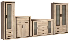 Obývací stěna DALLAS s | sestava C | 4 díly | 409 cm | sonoma