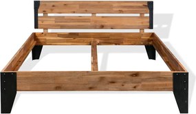 Rám postele masivní akáciové dřevo a ocel 152 x 203 cm 281453