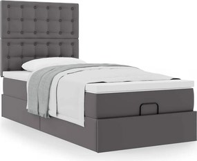 Osmanský postel s matrací šedý 80x200cm umělá kůže 3312974