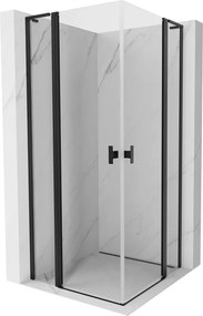 Mexen, Mexen Mist L Duo výklopný sprchový kout 105 x 105 cm, průhledný, černý - 8A4L-105-105-70-00