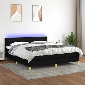 Box spring postel s matrací a LED černá 160x200 cm textil 3133567