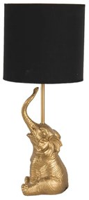 Stolní lampa ve tvaru zlatého slona s černým stínidlem – 20x46 cm