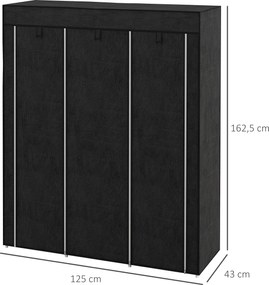HOMCOM Látková šatní skříň s tyčí na šaty 8 úrovní 125x43x162,5cm světle šedá prostorově úsporná skládací skříň do předsíně a ložnice | Aosom.de