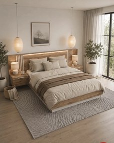 Stolar Postel Bali Lux 160×200 s LED osvětlením a nočními stolky | Moderní postel Barva: 4 bílá
