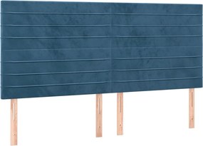 Box spring postel s matrací a LED tmavě modrá 200x200 cm samet 3136207