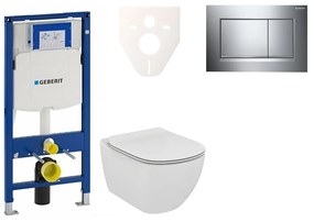 Cenově zvýhodněný závěsný WC set Geberit do lehkých stěn / předstěnová montáž+ WC Ideal Standard Tesi 111.300.00.5NF6