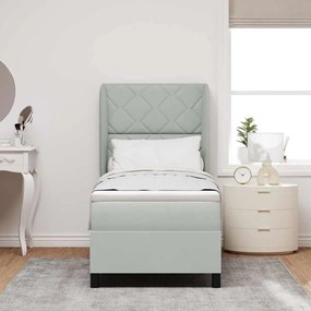 Postel s boxspringem s čelo Světle šedá 200 x 80 cm samet 3340952