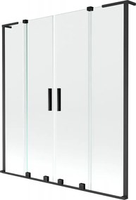 Mexen Velar L Duo, 2-křídlová posuvná vanová zástěna 160 x 150 cm, 8mm čiré sklo, černá matná, 896-160-003-02-70