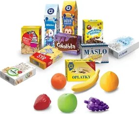 RAPPA Nákupní košík Mini obchod modrý / Hračka / Hra na obchod / 10 ks