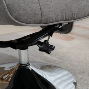 Otočné křeslo HOMCOM s taburetem a funkcí polohování, TV křeslo do 150 kg, sametově šedé pro příjemné večery