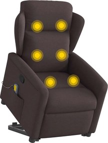 Zvedací masážní polohovací křeslo tmavě hnědé textil 3303149