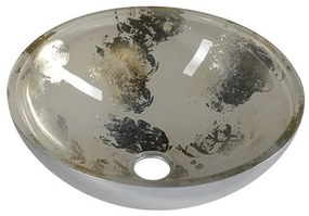 Sapho Murano Anima 2 Skleněné umyvadlo 40x14 cm, stříbrná/ béžová AL5318-42