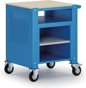 Pojízdný kontejner G9, 2 police, 675 x 595 x 865-1130 mm, šedá/modrá