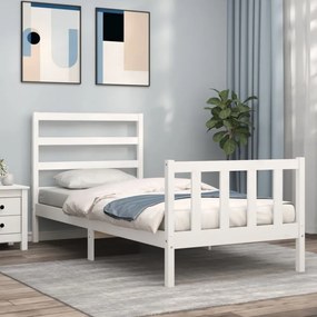 Rám postele s čelem bílý 100 x 200 cm masivní dřevo,  3191897 HangarStore.cz