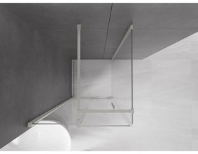 Mexen Velar, sprchový kout s posuvnými dveřmi 110 x 110 cm, 8mm čiré sklo, broušená ocel, 871-110-110-01-97