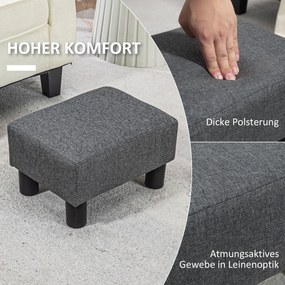 HOMCOM Sedací taburet s moderním vzhledem lnu - čalouněný odkládací stolek, podnožka do ložnice, obývacího pokoje, tmavě šedá