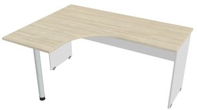 Stůl ergo pravý 160*120 cm - Hobis Gate GE 60 P Dekor stolové desky: akát, Dekor lamino podnože: bílá, Barva nohy: stříbrná