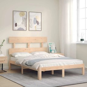 vidaXL Rám postele s čelem 140 x 190 cm masivní dřevo [3193511] Barva: Přírodní