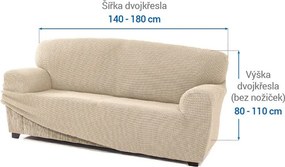 Super strečové potahy NIAGARA smetanová dvojkřeslo (š. 140  - 180 cm)