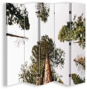 Ozdobný paraván, Zelené vrcholky stromů - 180x170 cm, pětidílný, klasický paraván