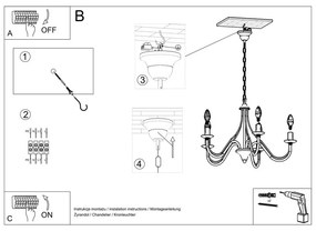 Černé závěsné svítidlo Sollux Fiorano 7