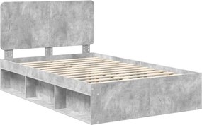 Rám postele Betonově šedá 135 x 190 cm Masivní borové dřevo 3412500