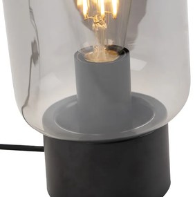 Designová stolní lampa černá s kouřovým sklem - Bliss Cute