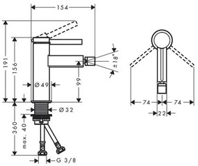 Hansgrohe Finoris Bidetová baterie s odtokem, bílá mat 76200700