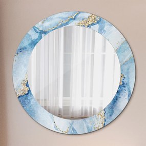 Kulaté dekorativní zrcadlo Modré mramorové zlato fi 60 cm