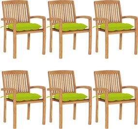 Stohovatelné zahradní židle s poduškami 6 ks masivní teak 3073278