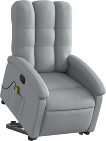 Zvedací masážní polohovací křeslo světle šedé textil 3204104