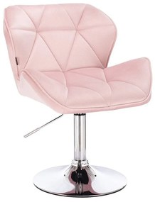 Velurová kosmetická židle MILANO na kulaté podstavě - světle růžová