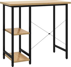 PC stůl černý a světlý dub 80 x 40 x 72 cm MDF a kov 20557