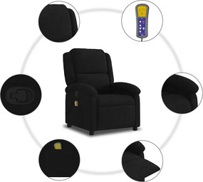 Masážní křeslo s polohovacím mechanismem, černé sametové 3205495