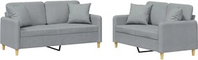 2dílná sedací souprava s polštáři světle šedá textil 3202102